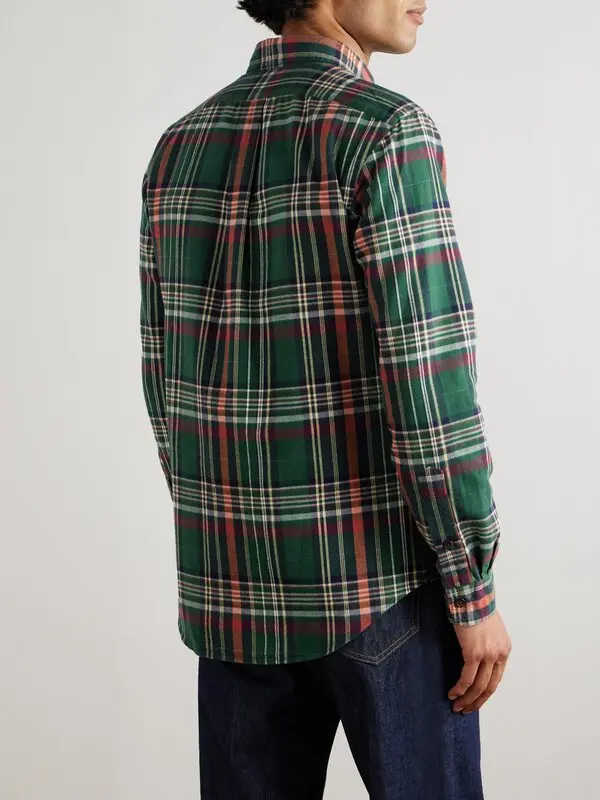 Polo Ralph Lauren Button-down Collar Checked Cotton Oxford Shirt - Green