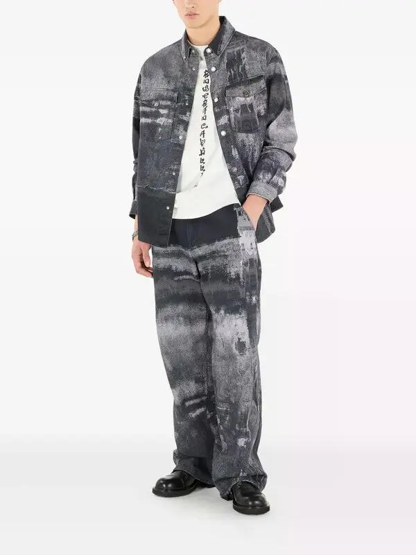 Roberto Cavalli Abstract-print Denim Shirt