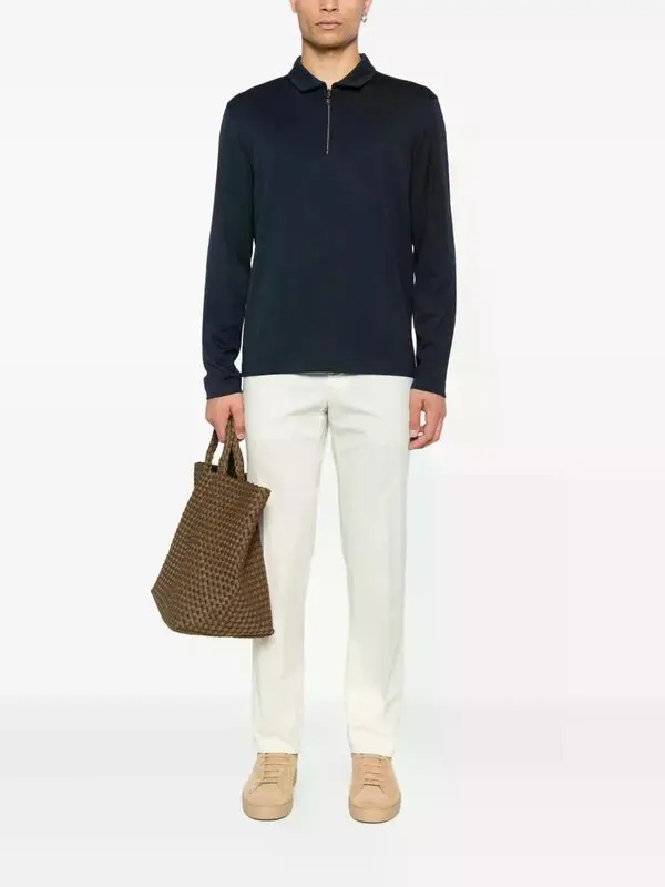 Canali Long-sleeve Zip-neck Sweater - Blue
