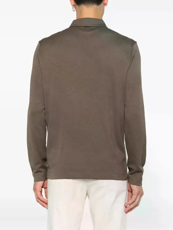 Canali Zip-neck Long-sleeve Top - Brown