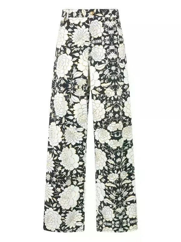 Roberto Cavalli Floral-print High-rise Jeans