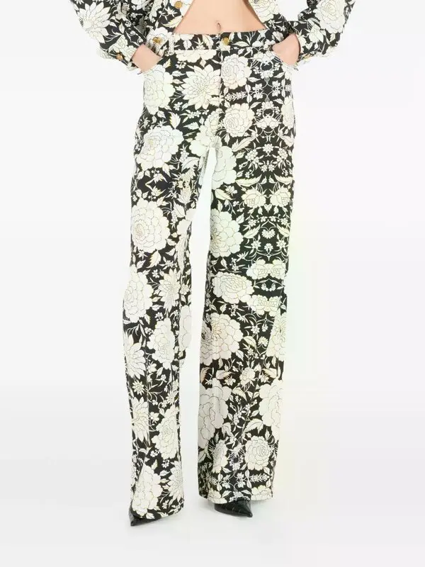 Roberto Cavalli Floral-print High-rise Jeans
