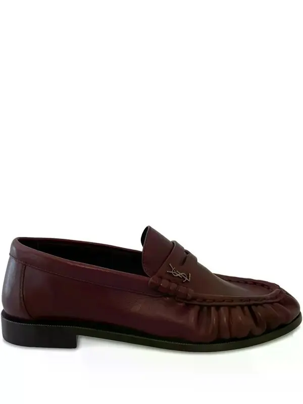 Saint Laurent Logo-plaque Pleated-effect Loafers - Red