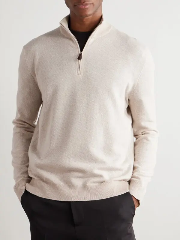 Loro Piana Roadster Cashmere Half-zip Sweater - Neutrals