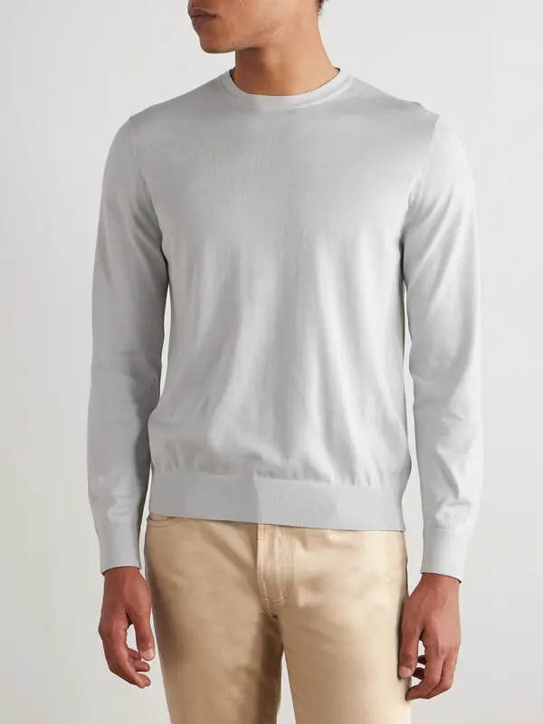 Loro Piana Ice Wish™ Sea Island Cotton Sweater - Gray