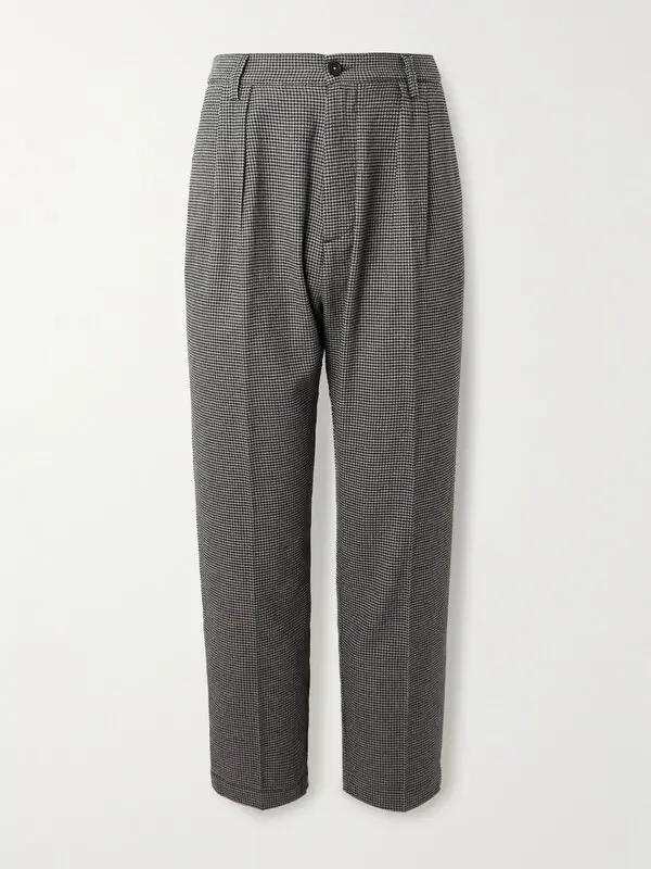 Massimo Alba Stan Straight-leg Pleated Houndstooth Trousers - Gray