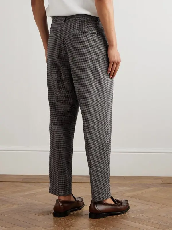 Massimo Alba Stan Straight-leg Pleated Houndstooth Trousers - Gray