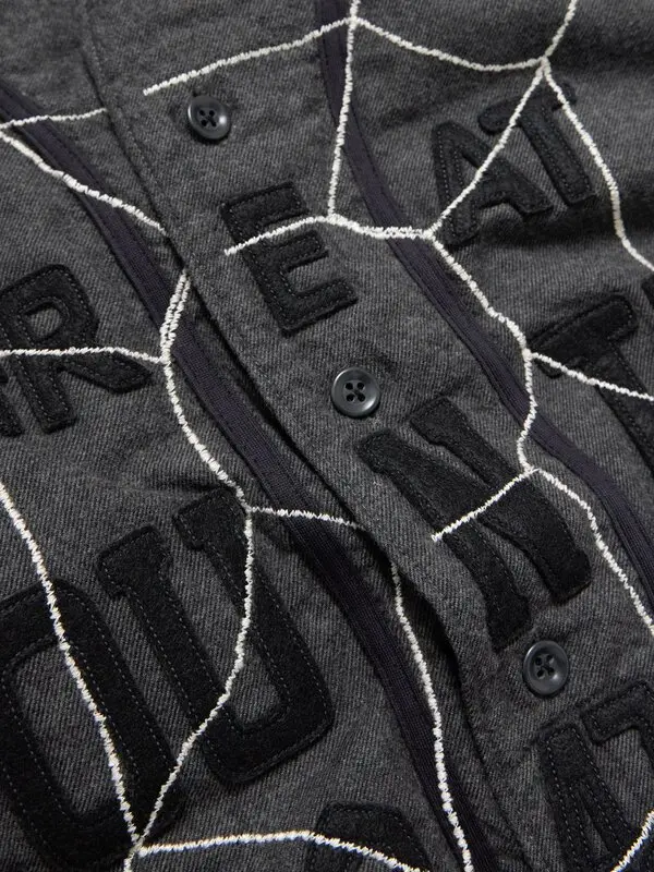 Kapital Embroidered Felt-trimmed Cotton And Wool-blend Shirt - Gray