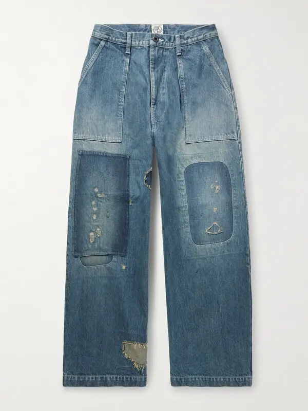 Kapital Rushfield Remake Wide-leg Panelled Jeans