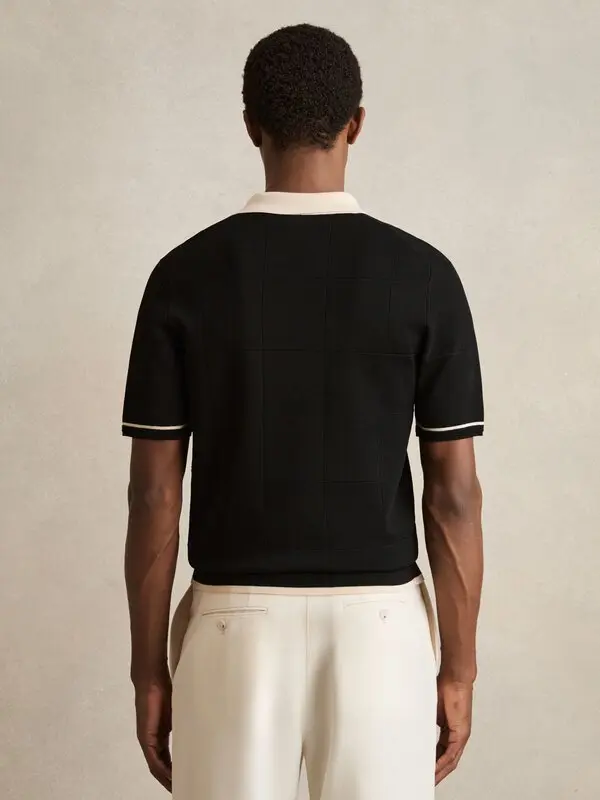 REISS Baxter Compact-knit Tipped Zip-through Shirt