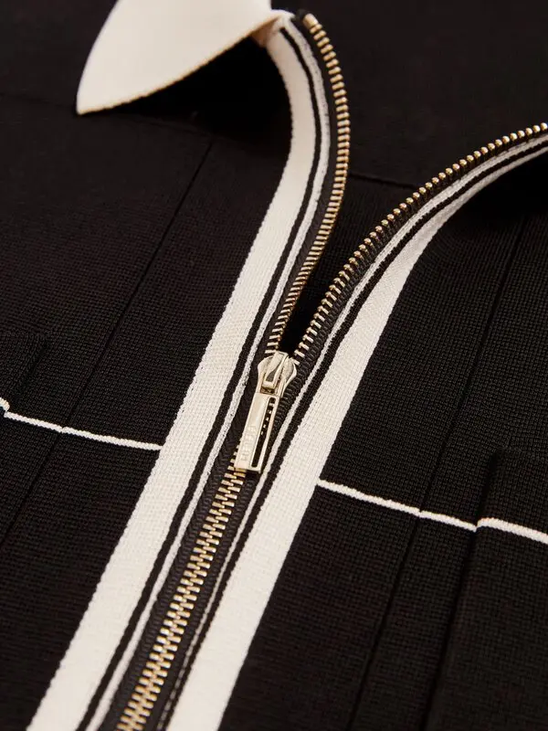 REISS Baxter Compact-knit Tipped Zip-through Shirt