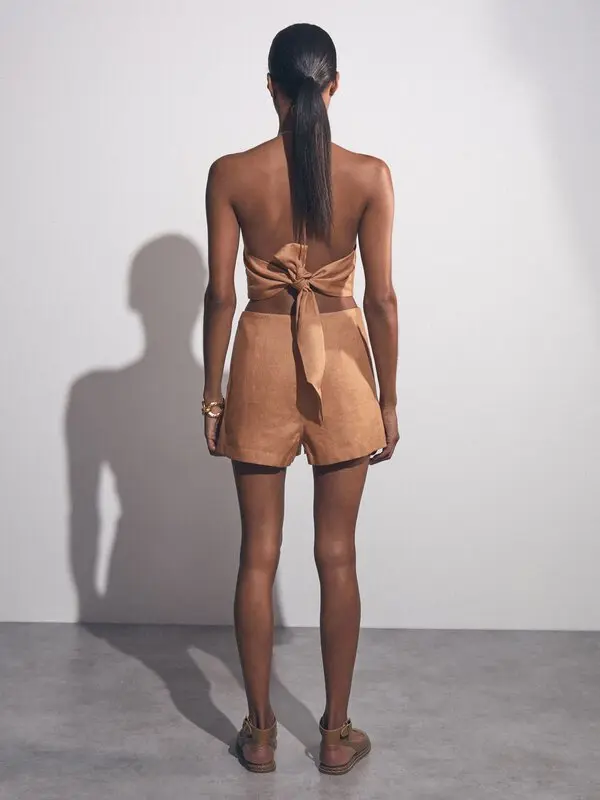 REISS Linen Halterneck Playsuit
