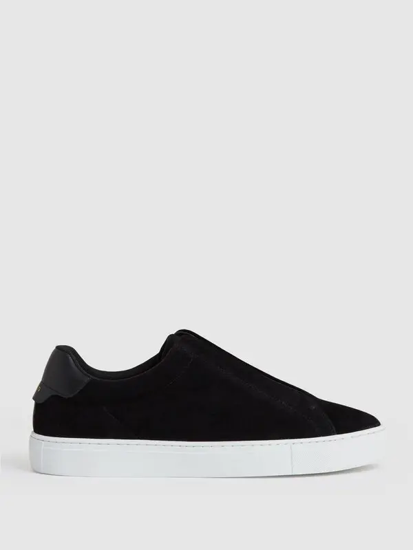 REISS Suede Slip-on Trainers - Black