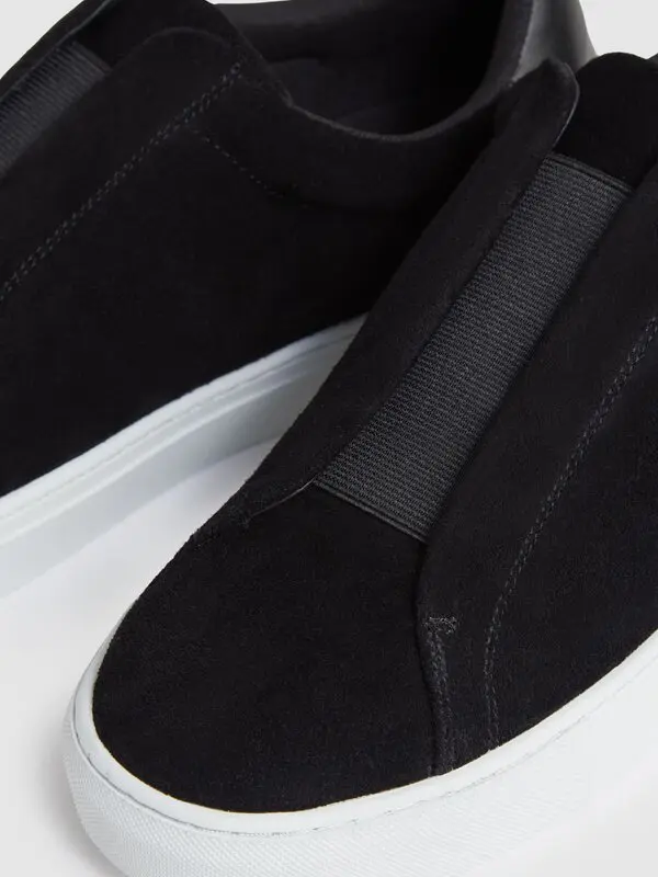REISS Suede Slip-on Trainers - Black