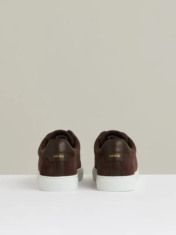 REISS Suede Slip-on Trainers - Chocolate Brown