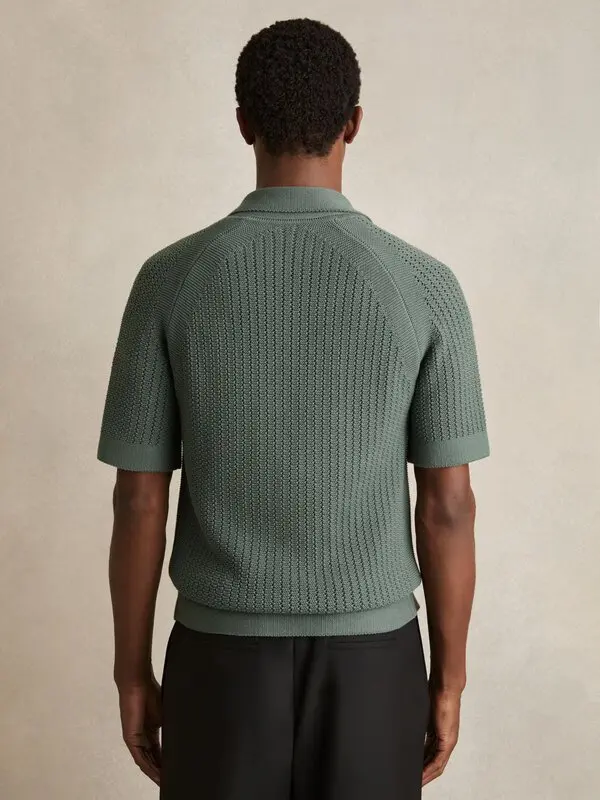 REISS Alphonso Cotton Textured-knit Cuban-collar Shirt