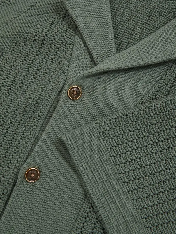 REISS Alphonso Cotton Textured-knit Cuban-collar Shirt