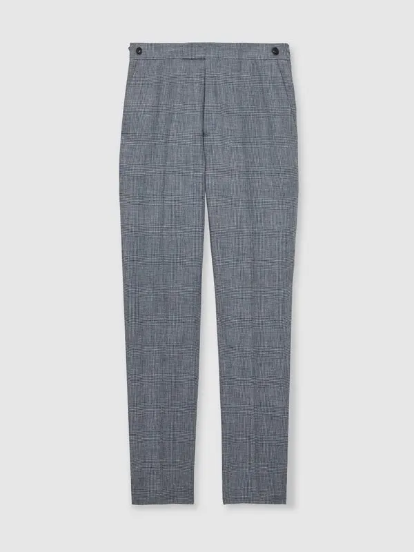 REISS Reef Slim Fit Linen Check Suit Trousers