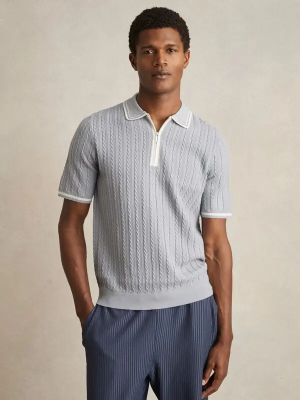 REISS Jarvis Micro-cable Half-zip Polo Shirt
