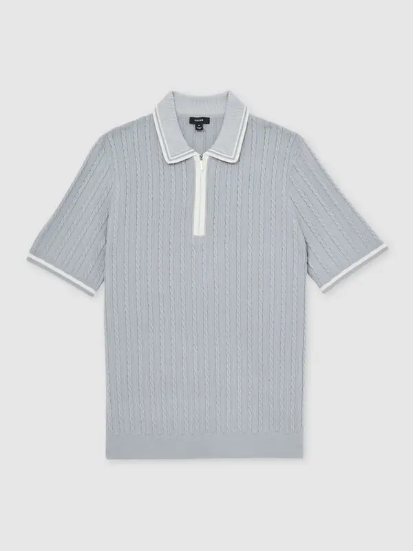 REISS Jarvis Micro-cable Half-zip Polo Shirt