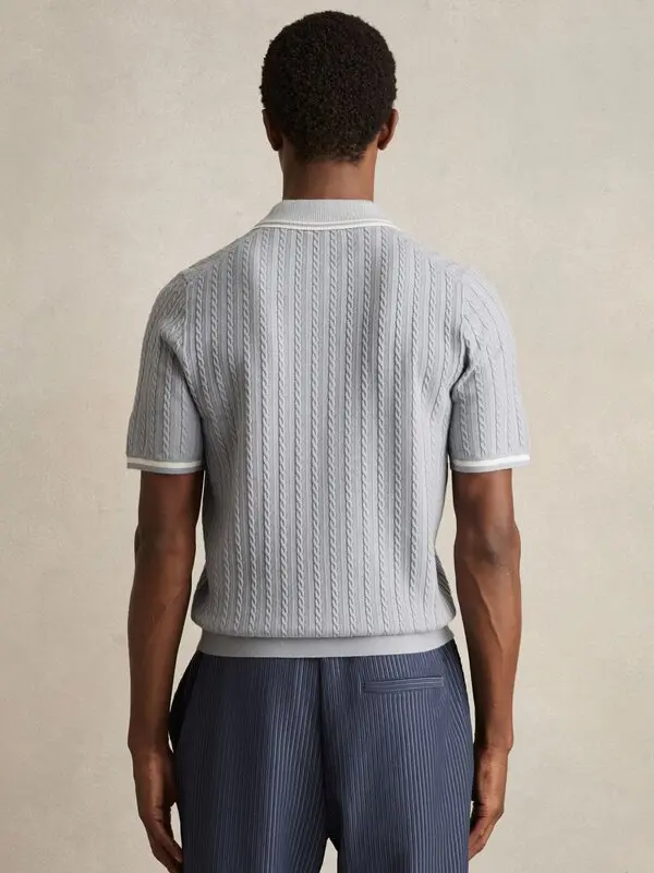 REISS Jarvis Micro-cable Half-zip Polo Shirt