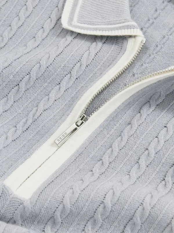REISS Jarvis Micro-cable Half-zip Polo Shirt