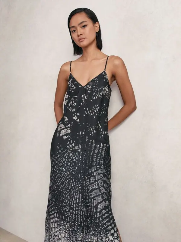 REISS Lornie Printed Maxi Slip Dress