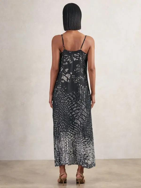 REISS Lornie Printed Maxi Slip Dress