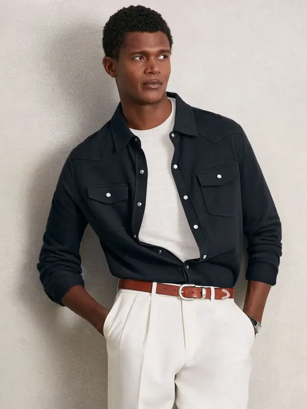 REISS Ledger Shirt - Navy