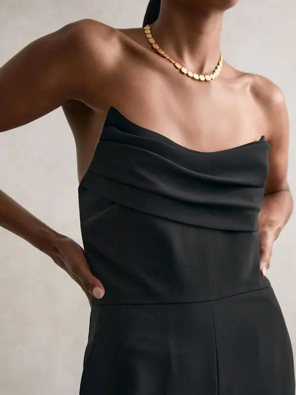 REISS Ayla Structured Strapless Wide-leg Jumpsuit - Black