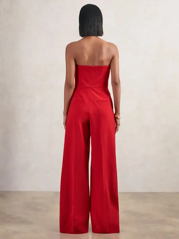REISS Ayla Structured Strapless Wide-leg Jumpsuit