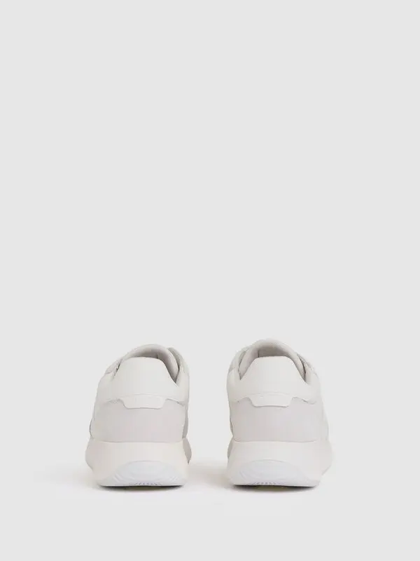 REISS Emmett Bonded Leather And Suede Trainers - White