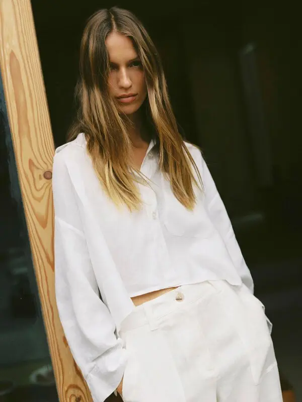 REISS Solena Oversized Linen Shirt - White