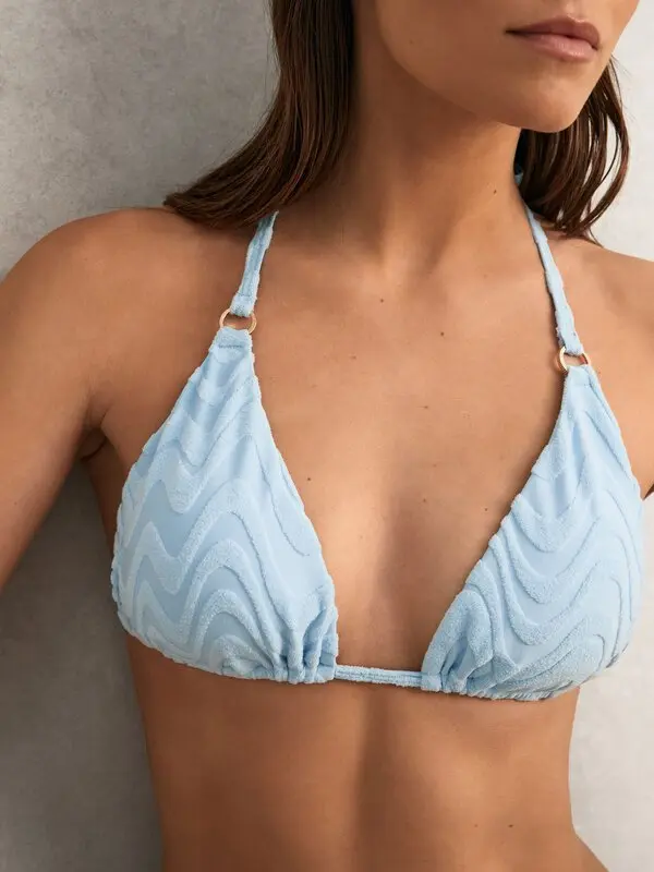 REISS Wynee Textured Triangle Bikini Top