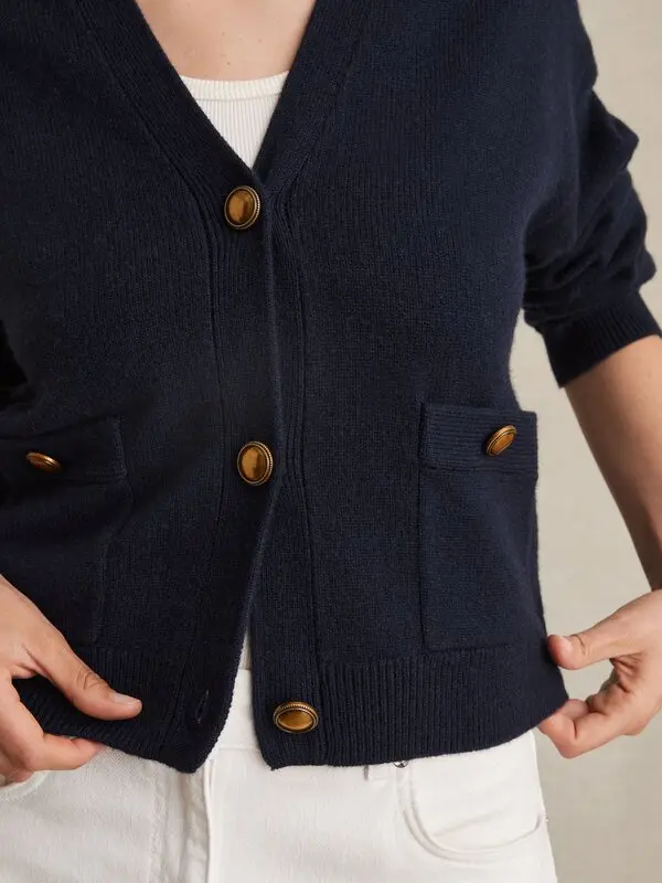 REISS Wool-cashmere Button Cardigan