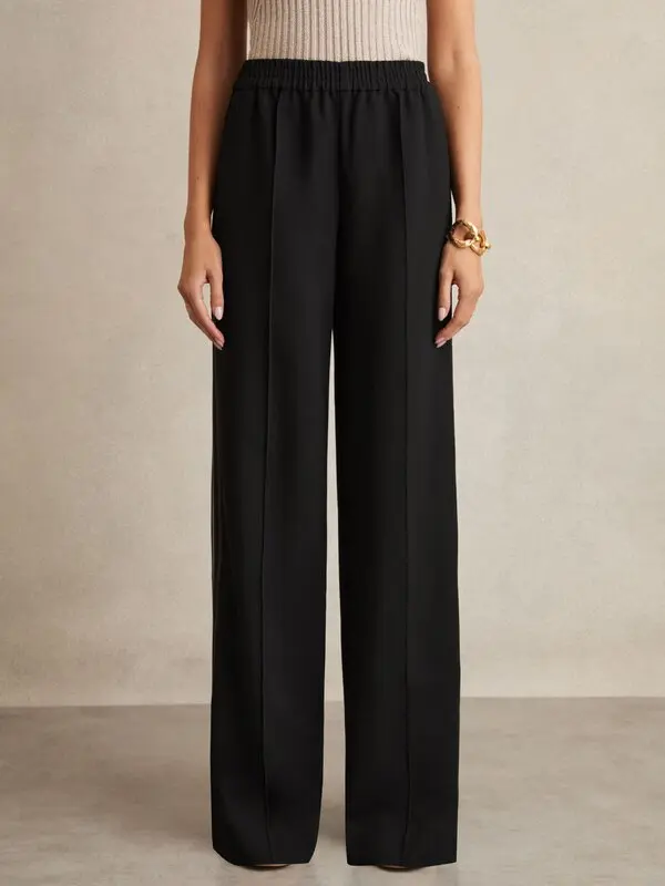 REISS Side-stripe Tapered Trousers - Black