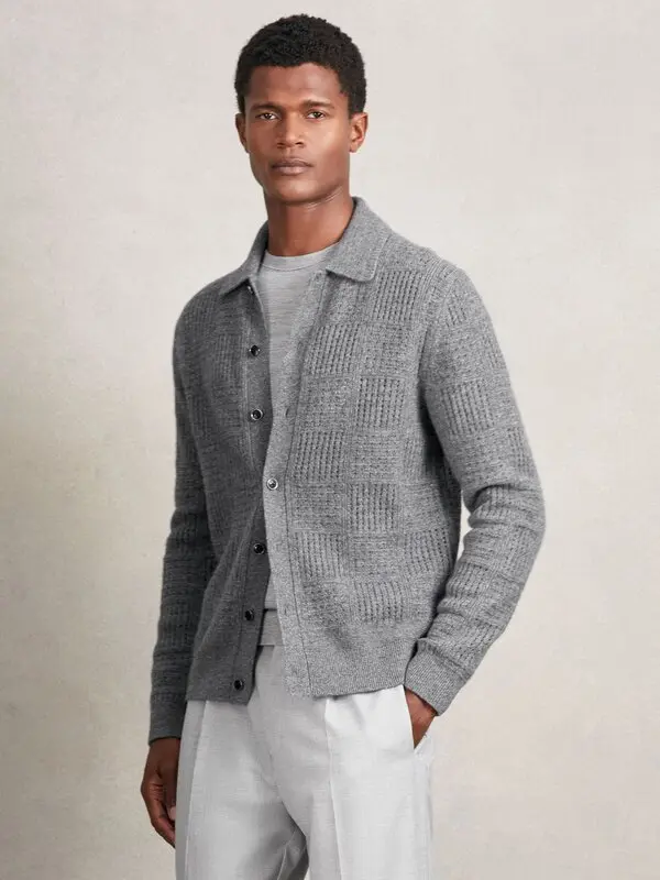 REISS Lisbon 100% Wool Button-through Collared Cardigan
