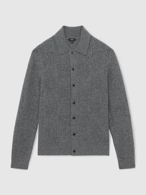 REISS Lisbon 100% Wool Button-through Collared Cardigan