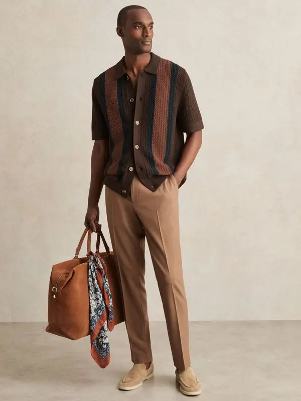 REISS Bradley Cotton Textured-knit Stripe Shirt