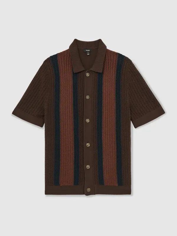 REISS Bradley Cotton Textured-knit Stripe Shirt
