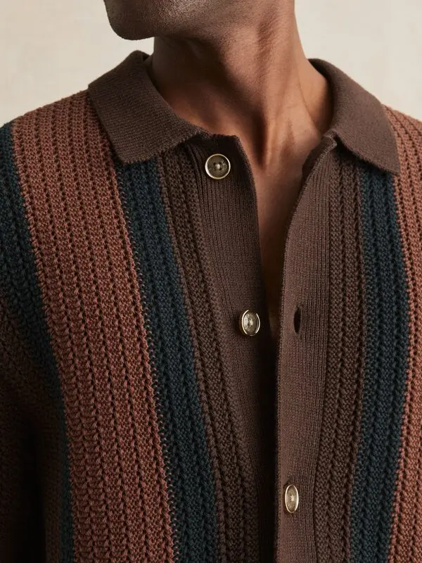 REISS Bradley Cotton Textured-knit Stripe Shirt
