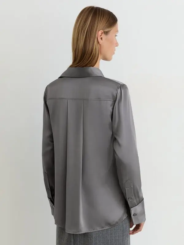 REISS Ameira Silk-satin Shirt - Dark Grey