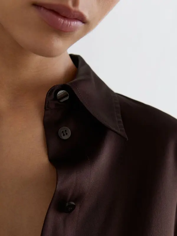 REISS Ameira Silk-satin Shirt - Grape Burgundy