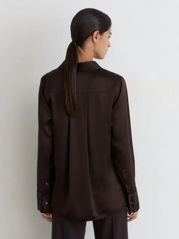 REISS Ameira Silk-satin Shirt - Grape Burgundy