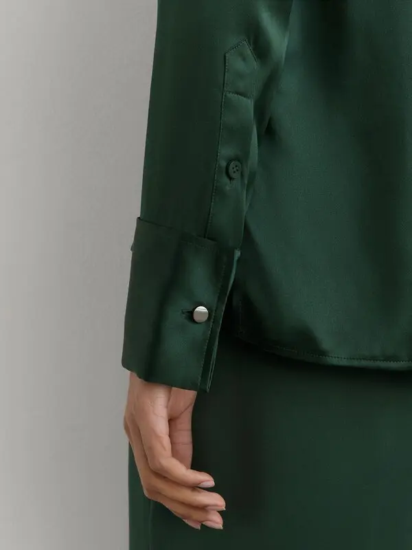 REISS Ameira Silk-satin Shirt - Teal Green