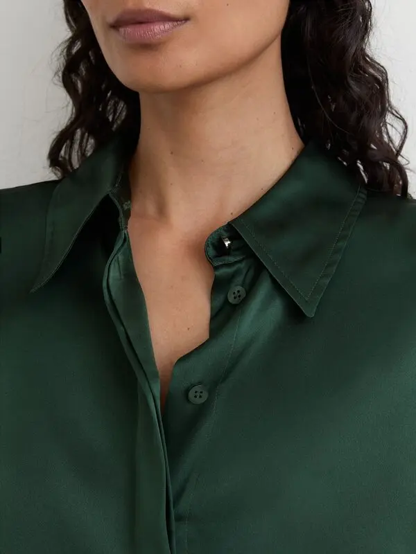 REISS Ameira Silk-satin Shirt - Teal Green