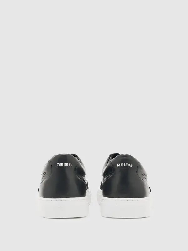 REISS Finton Bonded-leather Low-top Trainers - Black