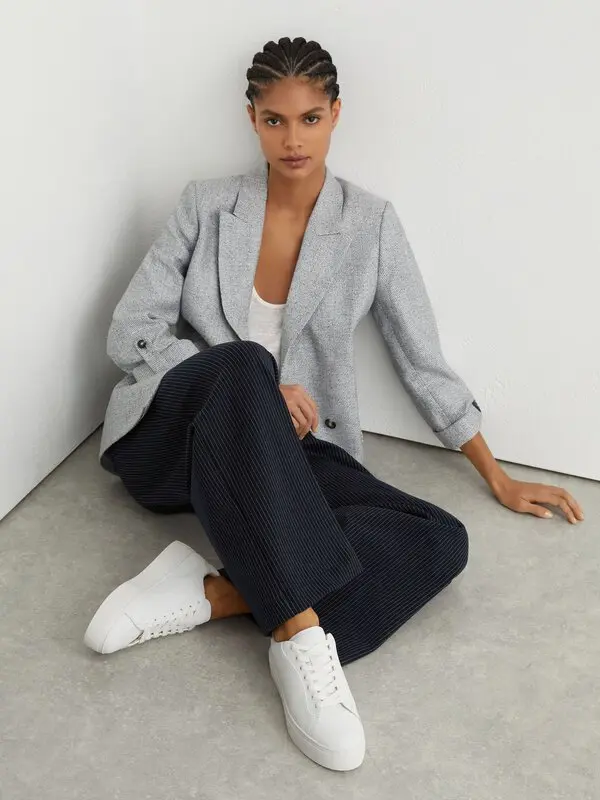 REISS Francesca Leather Low-top Trainers - White