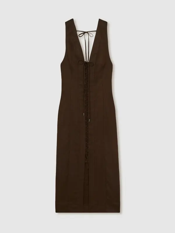 REISS Amelia Lattice-front Midi Dress
