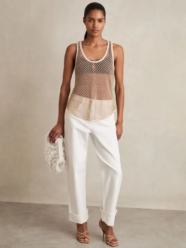 REISS Lila Mesh Knit Beaded Vest